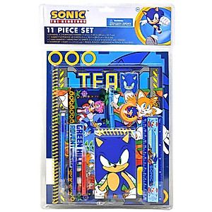 Sonic The Hedgehog School Supplies Value Pack for Kids - 13 Pc Bundle with Sonic Folders, Notebook, and Stickers for Boys and Girls | Sonic Back to School Supplies