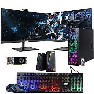Gaming Desktop PC, Intel Core i5 6th Gen, TechMagnet Zeus, AMD RX 550 Graphics, 32GB RAM, 512GB SSD + 1TB HDD, MTG 27 Inch Dual Monitor, RGB Keyboard Mouse, Speaker, Webcam, Win 10 Pro (Renewed)
