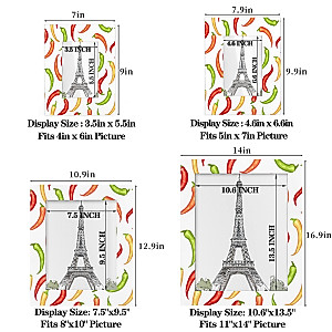 Pardick Colorful Chilli Pepper 8x10 Picture Frame, Red Yellow Green Chilli Wooden Photo Frames for Tabletop and Wall Display, Picture Frame Home Decor