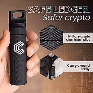 CryptoPod Ledger Nano Case - Fits Nano S/X/S Plus & Yubikey USB - Aluminum Alloy, Fire Resistant & Waterproof - Protective Cold Wallet Storage for Cryptocurrency Device Storage (Black)