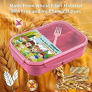 Itopor® Lunch Box,Natural Wheat Fiber Materials,Ideal Bento Box for Kids and Adults,Leak Proof Kids Lunch Box,BPA-Free,Mom's Choice,Healthy Food-Safe Bento Lunch Boxes for Family(Pink)