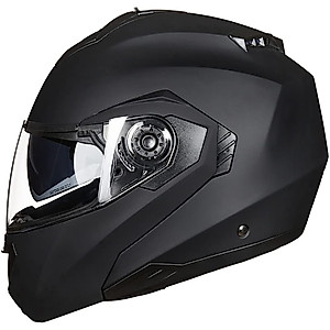 ILM Motorcycle Helmets for Adults Dual Visor Enlarged Air Vents Modular Full Face Cascos para Motos Men Women DOT Model DP998(Matte Black, Large)