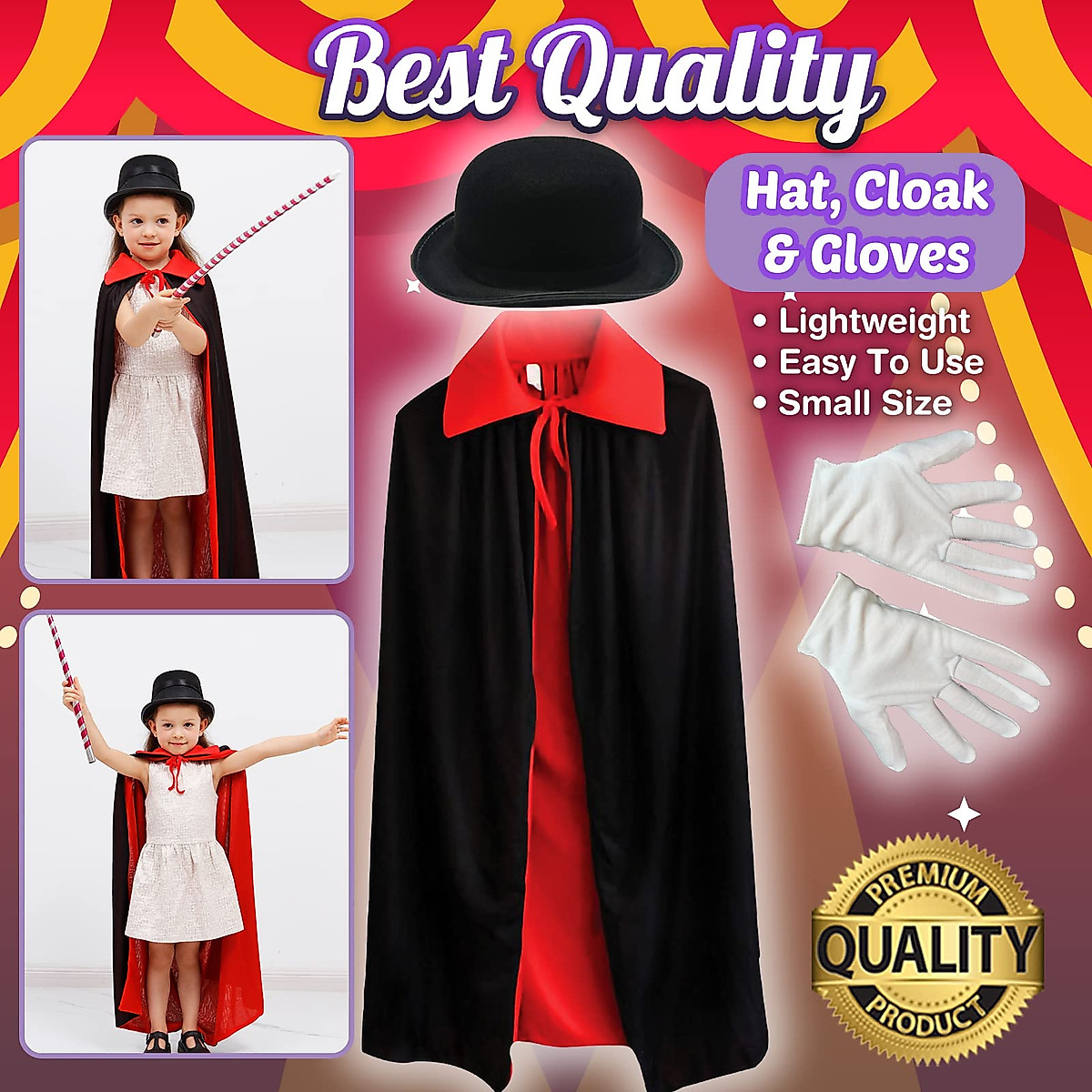 GraceDuck Magic Tricks Kit for Kids - Dress Up & Pretend Play Magician Dress Up Fun Stuff Outdoor Indoor Games for Boys Girls Toddlers Ages 5 6 7 8 9 10 11 12 Years Old