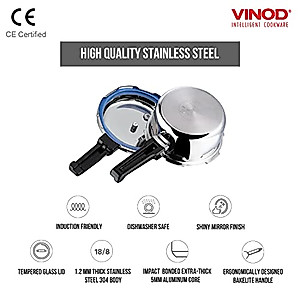 Vinod Pressure Cooker Stainless Steel – Outer Lid - 2 Liter – Induction Base Cooker – Indian Pressure Cooker – Sandwich Bottom – Best Used For Indian Cooking, Soups, and Rice Recipes, Quinoa