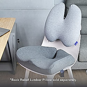 Cushion Lab Patented Pressure Relief Seat Cushion for Long Sitting Hours on Office/Home Chair, Car, Wheelchair - Extra-Dense Memory Foam for Hip, Tailbone, Coccyx, Sciatica - Light Grey