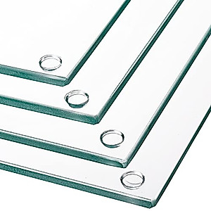 Hacaroa Set of 4 Tempered Glass Cutting Board, 10"x10" Square Chopping Board with Rubber Feet, Non-slip Glass Tray for Kitchen Countertop, Long Lasting, Shatter-Resistant, Dishwasher Safe, Clear