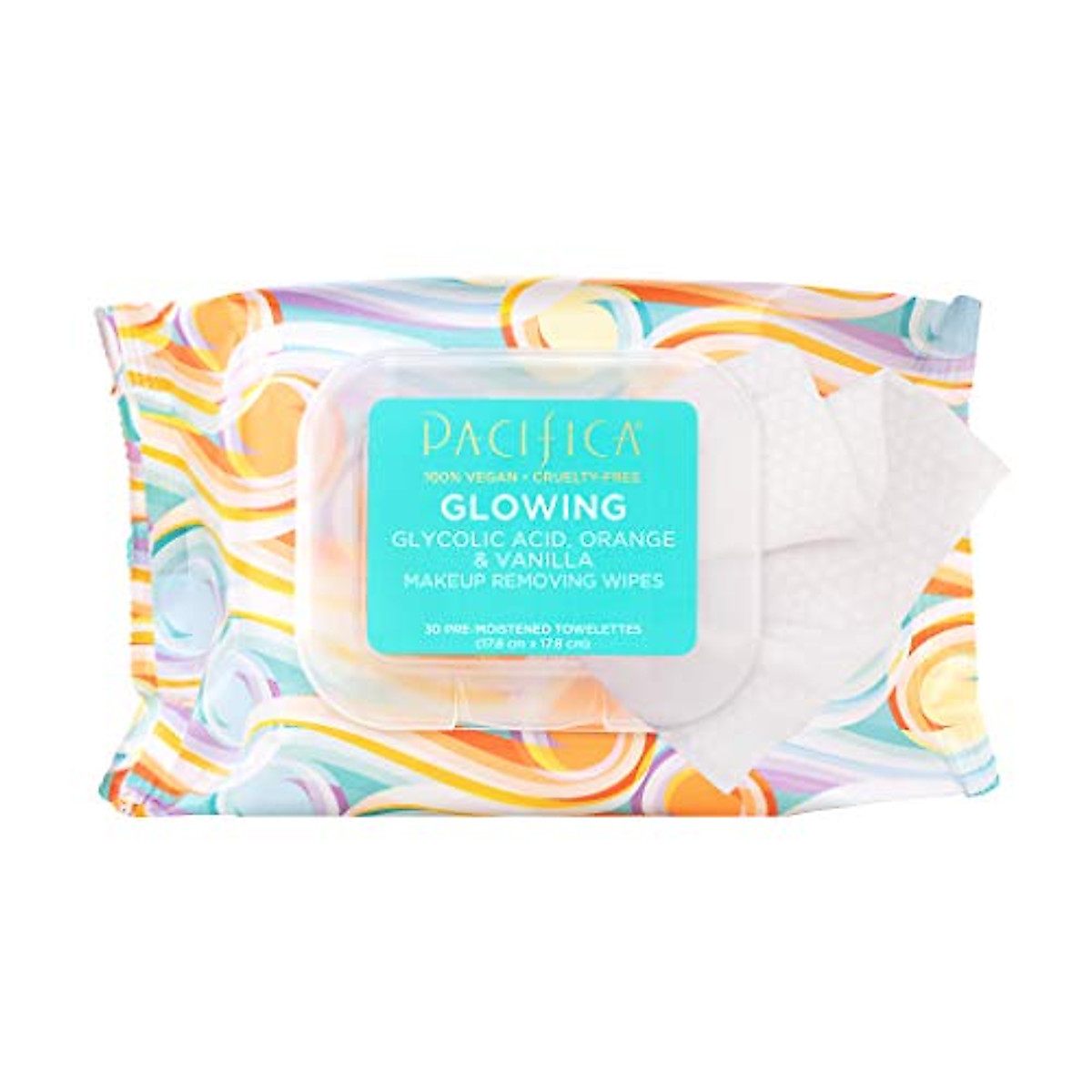 Pacifica Makeup Remover Face Wipes - Daily Facial Cleansing & Exfoliating Towelettes - Biodegradable - Organic - w/ Gycolic Acid - Clean Beauty Vegan & Cruelty-Free Dermatologist Tested 30 Count