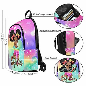 M YESCUSTOM Custom Girls Backpack with Name Personalized Elementary High School Bookbag Girl, Shoulder Bag for Girls Kids Teen Multi Color Travel Backpack Casual Daypack Bag for School College Camping