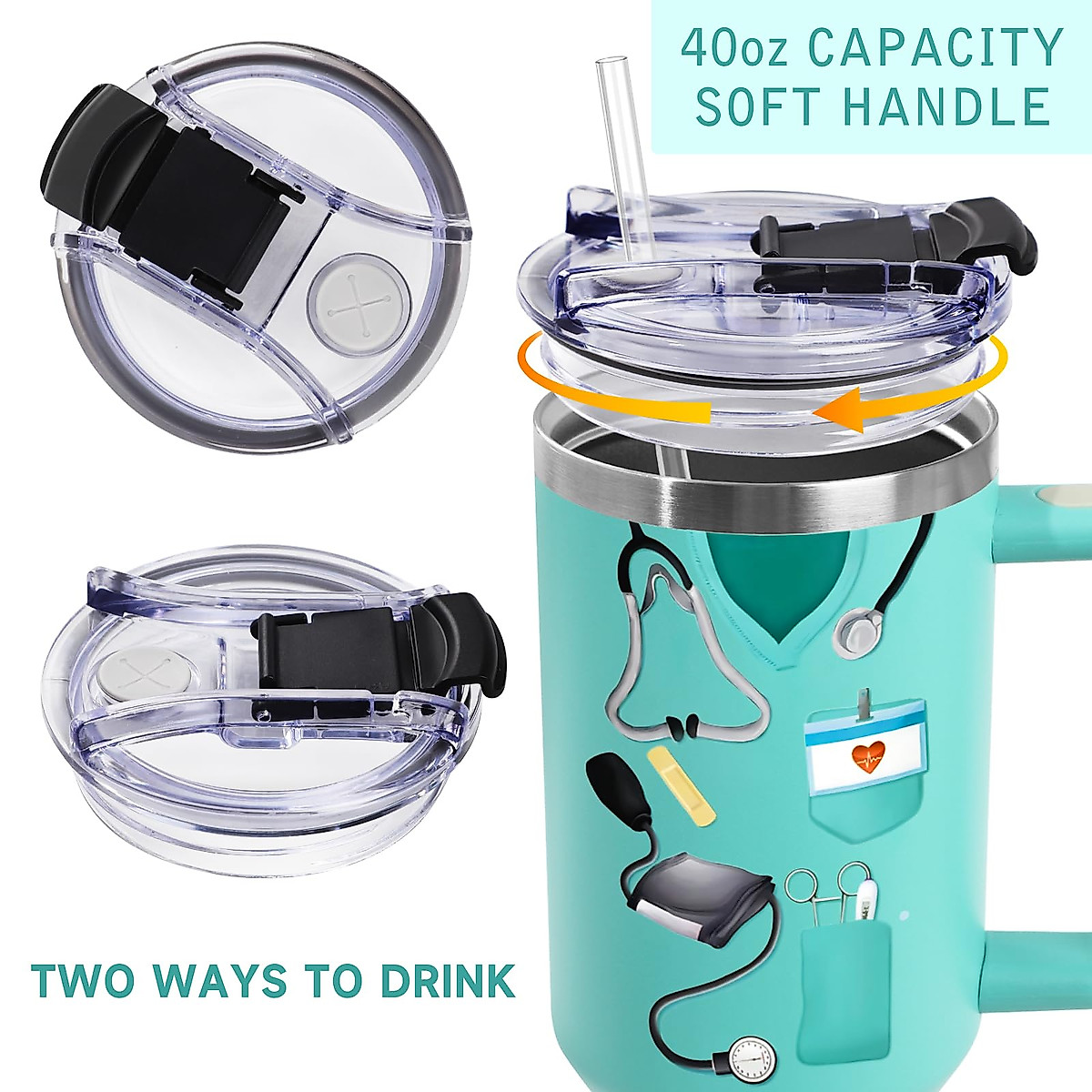 Nurse Gifts- Thank You Gifts For Nurse, Graduation Gifts - Graduation Gifts for Her, Colleagues, Work Besties/Graduation/Birthday Gifts For Nurse - Insulated Tumbler 40oz With Handle(Green)