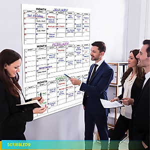 Large 36"x48" Quarterly White Board Calendar Dry Erase Calendar for Wall 3 Month Big Dry Erase Wall Calendar 2025 Monthly Dry Erase Board Planner Includes 6 Markers Eraser Push Pins & Mounting Tape