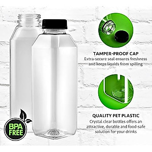 Green Direct 12 oz Clear Plastic Reusable Juice Bottles with Caps | Empty Water Bottles for Juicing, Smoothies, Shakes | BPA-Free, Durable & Leakproof | Pack of 12