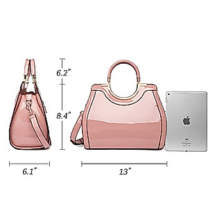 LJOSEIND Patent Leather Handbags Designer Satchel Purses Top Handle Bags Structured Shoulder Bags for Women