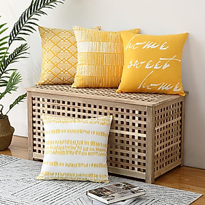 CAROMIO Decorative Throw Pillow Covers Farmhouse Pillowcase, Home Decor Decorative Cushion Covers for Home Bedroom, Living Room, Home Garden Couch Bed Sofa Chair,18x18 Inches Set of 4 Yellow