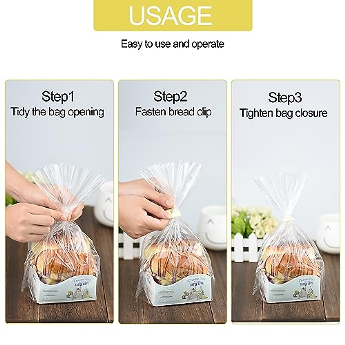 100 Pcs Reusable Plastic Bread Clips - Keep Your Food Fresh with 7/8 x 7/8 inches Food Bag Clips (Yellow)