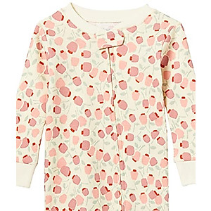Amazon Essentials Baby Girls' Snug-Fit Cotton Footless Sleeper Pajamas, Pack of 3, Flowers/Garden Party, 12 Months