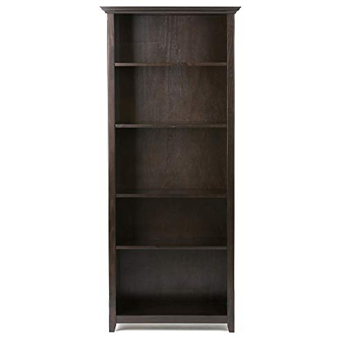 SIMPLIHOME Amherst SOLID WOOD 70 inch x 30 inch Transitional 5 Shelf Bookcase in Hickory Brown with 5 Shelves, for the Living Room, Study and Office