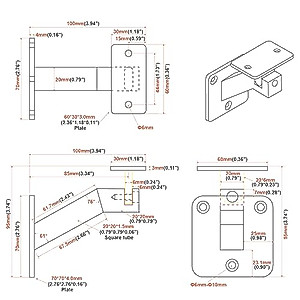 RealPlus Swivel Handrail Brackets Heavy Duty Steel Hand Rail Brackets for Staircase Stair Railing, Pack of 4 (Black)