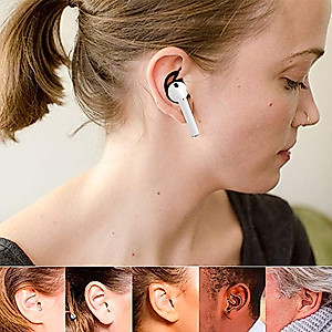 Ear Hooks Covers Anti Slip Soft Silicone Tips for Earphones Headphones Universal One Size - 5 Pairs (Black, Blue, Clear, Red, White)