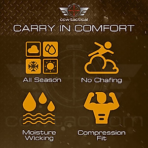 CCW Tactical Concealed Carry Holster Shirt | Secure Hook & Loop Pocket with Large Storage | All Season Moisture Wicking Compression Shirt | Mens V-Neck, White L