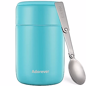 Adorever 17oz/ 25oz Thermos for Hot Food with Spoon, Leakproof Lunch Thermos for Kids Adults, Soup Thermos Vacuum Insulated Food Jars, Blue