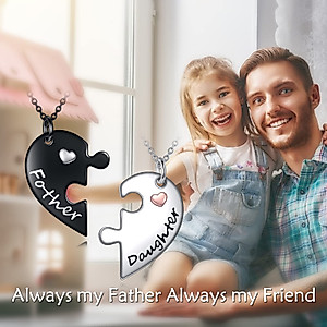 POPLYKE Heart Matching Father and Daughters Necklace for 2 Sterling Silver Father Daughter Jewelry Dad Daughter Necklace Set Birthday Gifts for Father Daddy Husband