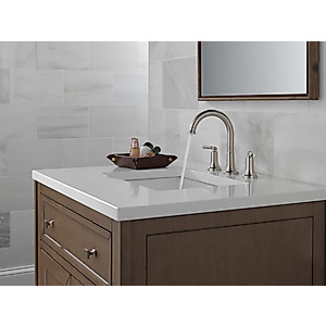 Delta Faucet Saylor Widespread Bathroom Faucet 3 Hole, Brushed Nickel Bathroom Faucet for Bathroom Sink, Bathroom Sink Faucet, Diamond Seal Technology, Metal Drain Assembly, Stainless 3535-SSMPU-DST