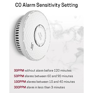 Ecoey 10-Year Smoke and Carbon Monoxide Detector, Dual Sensor Smoke CO Alarm with Built-in Battery and Silence Function,FJ183-A,4 Packs