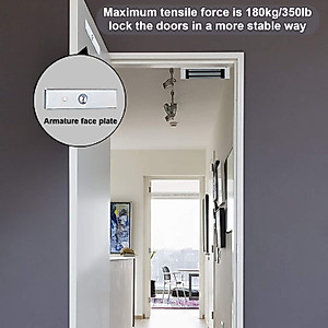 IMAGE Proximity RFID Card Access Control System Kit with 180kg 350LB Electric Magnetic lock 110-240V AC to 12v DC 3A 36w Power Supply Proximity Door Entry Keypad 10 Key Fobs EXIT Button