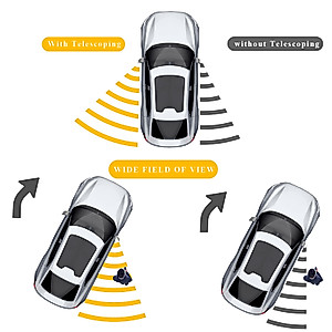 Perfit Zone Towing Mirrors Compatible with 2007-2014 Chevy Silverado for GMC Sierra 1500 2500 3500 HD Yukon Tahoe Black Power Heated Convex Lens Manual Folding Pair Set Driver Passenger LH RH