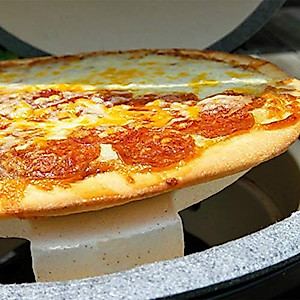 KAMaster Plate Setter Heat Deflector for Medium Big Green Egg,Ceramic Pizza Stone Smoking Stone Big Green Egg ConvEGGtor Accessories Heat Plate Replacement for Kamado Grill