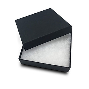 The Display Guys – Cardboard Jewelry Boxes With Cotton – 100 Pack – Matte Black – #33 (3 1/2" x 3 1/2" x 1")