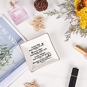 Spegiffu Christian Gifts for Women Faith Jewelry Dish with Bible Verse Prayers, Religious Gifts Scripture Gifts Spiritual Gifts for Women Men Friends Birthday - Every Second God He Loves You