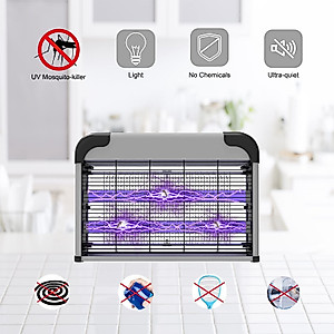 VOLTORB Electric Bug Zapper, Buzzbug Mosquito Zapper, Mosquitoes Flies Killer Repellent Indoor Insect Killer Powerful 2800 Volt Grid UV Light, with Washable Tray Clean Brush Steel Chain