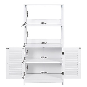 Huedimboene Large Bathroom Floor Cabinet, Freestanding Multipurpose Storage Cabinet with 2 Open Shelves and Storag Cupboard for Bathroom Kitchen Living Room Entryway, 23.6 x 12.8 x 48.0 inches, White