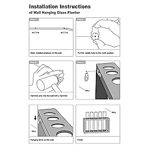 Mkono Wall Hanging Glass Planter Plant Terrarium Modern Flower Bud Vase in Wood Stand Rack Tabletop Terrarium for Propagating Hydroponic Plants, Home Office Decoration with 5 Test Tube, Medium, Brown
