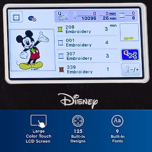 Brother Embroidery Machine, PE550D, 125 Built-in Designs including 45 Disney Designs, 9 Font Styles, 4" x 4" Embroidery Area, Large 3.2" LCD Touchscreen, USB Port