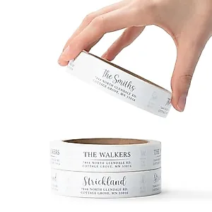 Return Address Labels Roll, Personalized Address Label Stickers, Custom White or Clear Address Labels (Roll of 100 Labels)