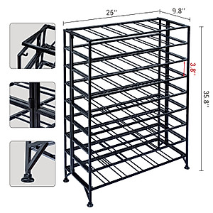 MyGift Black Metal Wine Rack Freestanding Floor Stand, 9 Tier Beverage Bottle Storage Shelf - Holds up to 54 Bottles