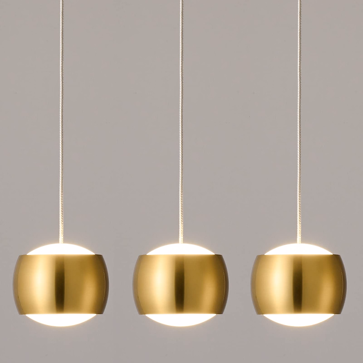 ADCTHOME Modern LED Dimmable Pendant Light fixtures,Mini Island Pendant Lighting for Kitchen Island Dinning Room,Bedroom,Bar, Kitchen Island Ceiling Hanging Light Fixtures(gold-3-Pack)