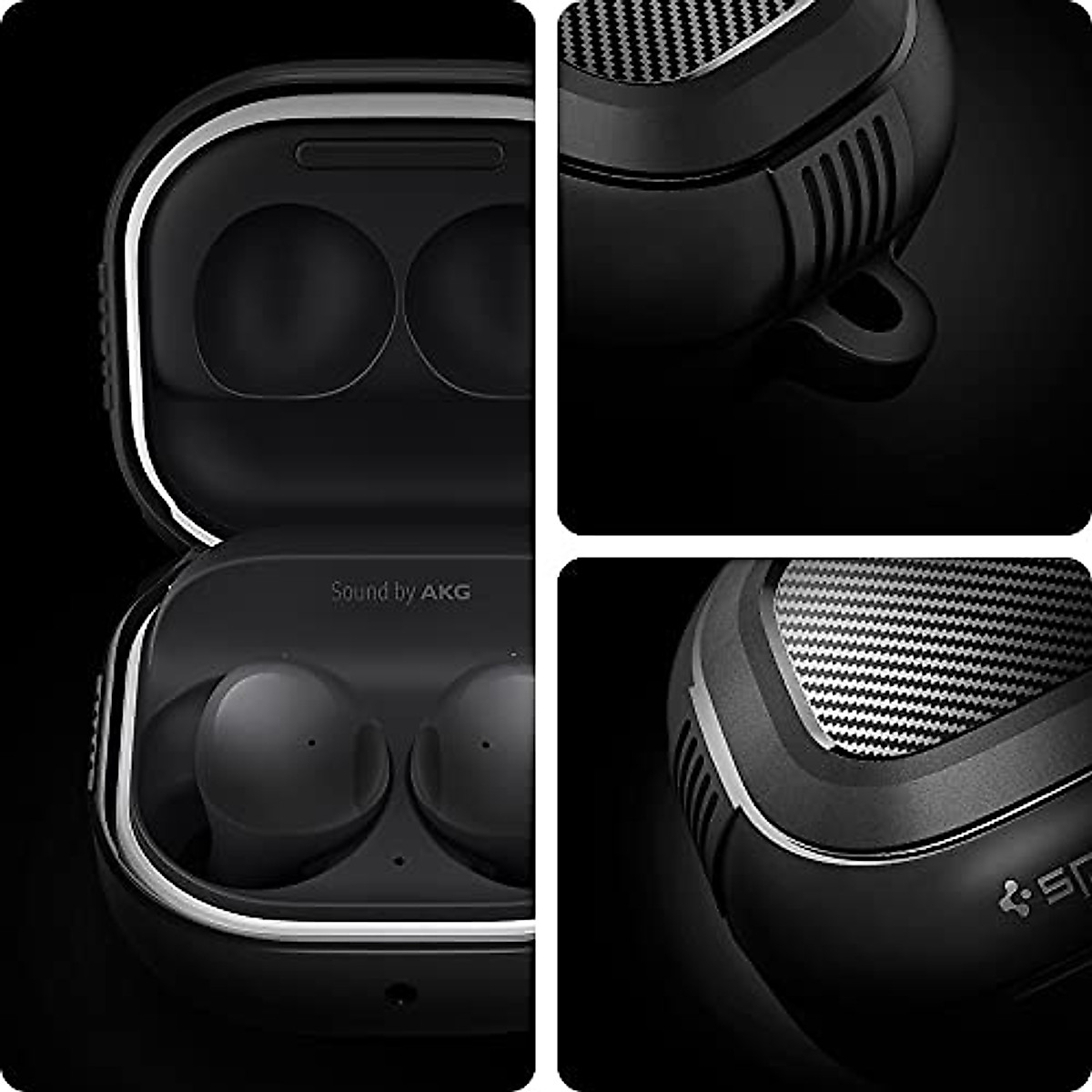 Spigen Rugged Armor Designed for Galaxy Buds2 Pro Case (2022) / Galaxy Buds 2 Case (2021) / Galaxy Buds Pro Case (2021) / Galaxy Buds Live Case (2020) - Matte Black