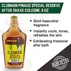 Clubman Special Reserve Shave Cologne, After Shave Macho Fragrance, 6 fl oz