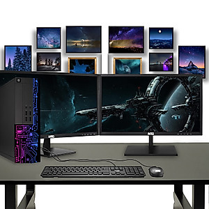 Computer Desktop PC, Intel Core i5, Siwa 8, 8GB RAM, 128GB SSD Boot + 500 GB HDD, Dual 27 Inch Monitor, MTG USB Wired Keyboard Mouse, Speaker with Webcam, WiFi, Win 11 Home (Renewed)
