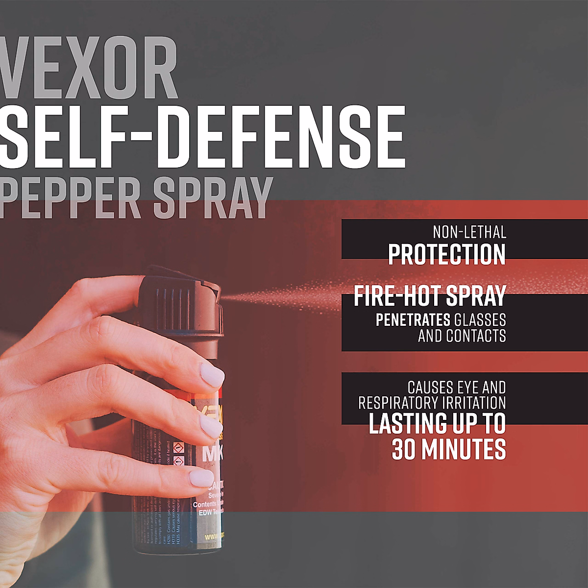 Vexor Pepper Spray w/Belt Clip for self defense - 3 Pack, Maximum Police Strength, 20-foot range, Full Axis (360°) capability, Flip Top safety for Quick and Accurate Aim, Protection for Women and Men