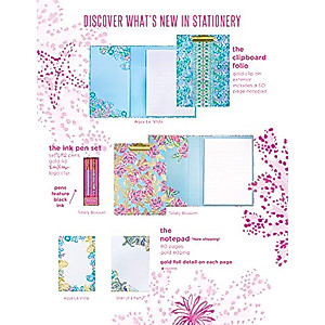 Lilly Pulitzer Black Ink Ballpoint Pen Set of 2, Totally Blossom