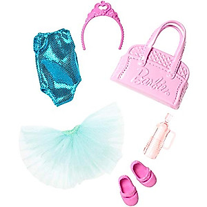 Barbie Club Chelsea Accessory Pack, Ballet-Themed Clothing and Accessories for Small Dolls, 6 Pieces for 3 to 7 Year Olds Include Tutu and Dance Bag
