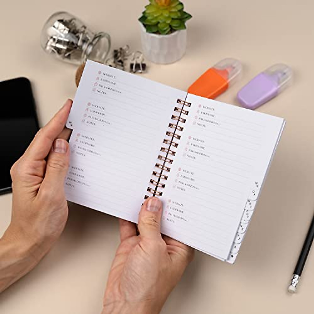 PLANBERRY Password Book – Internet Address Organizer with Alphabetical Tabs – Alphabetized Website & Computer Password Keeper – 4.4x5.5″, Softcover, Pocket Size Wild Purple)