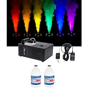Chauvet DJ Geyser T6 Fog Machine Fogger, RGB Pyrotechnic Light FX+Remote+Fluid