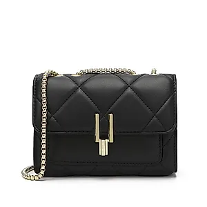 Nother Crossbody Bags for Women Quilted Shoulder Purses and Handbags Lattice Texture with Chain Strap (Black)