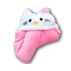 Hooded Toddler Blanket | Plush Soft Animal Baby or Infant Hoodie Blankie 36x27 + Hood (Light Pink)