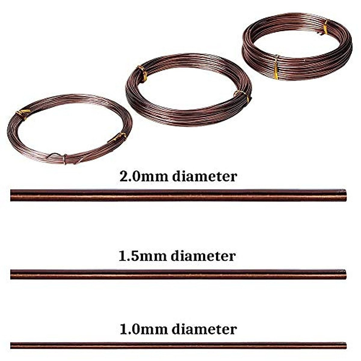 Pumbaa 5rolls Garden Plants Flexible Easy Bending Bonsai Training Wire Set Anodized Aluminum Tree Holding Branch Starter 147 Feet Total - Bronze